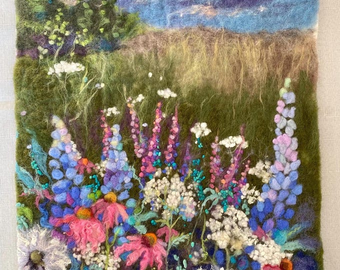 Handmade Felted Wall Hanging Summer Wild Flowers Before a Storm - Etsy