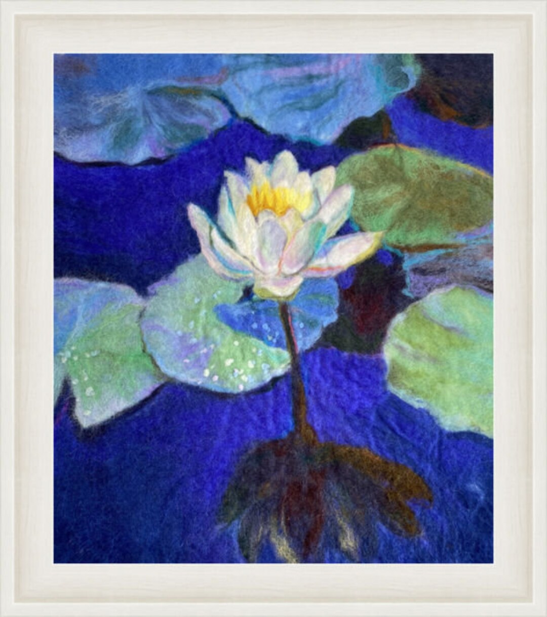 Wet Felt Artwork With a White Waterlily - Etsy