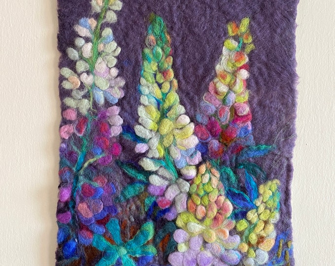 Lupins Wet Felt Wall Hanging - Etsy