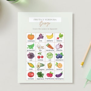 Spanish Fruit and Vegetable Bingo Game in Spanish | Fruta Y Verdura ...