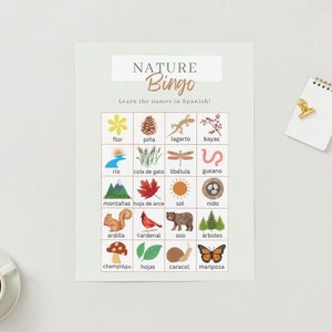Spanish Nature Bingo Game | Bingo Game for Kids | Spanish Activity ...