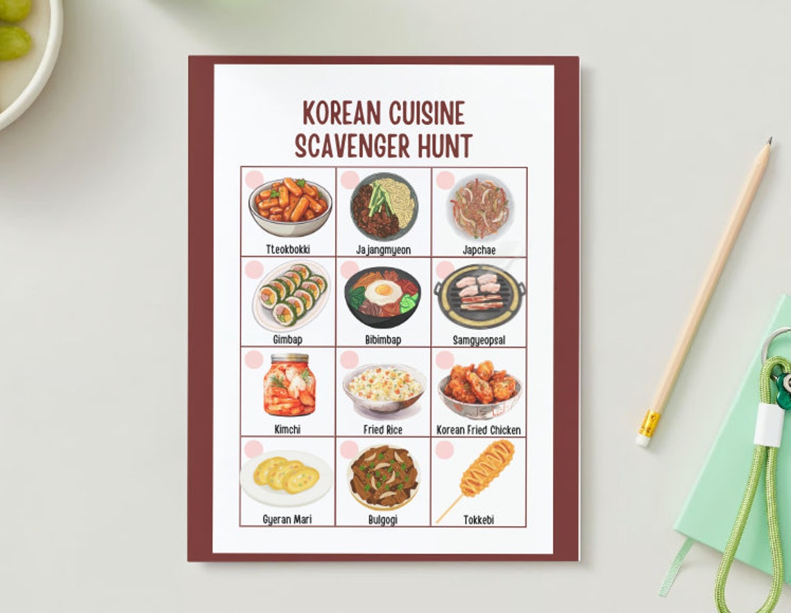 Korean Foods Scavenger Hunt | Korean Cuisine Activity | PDF Download ...