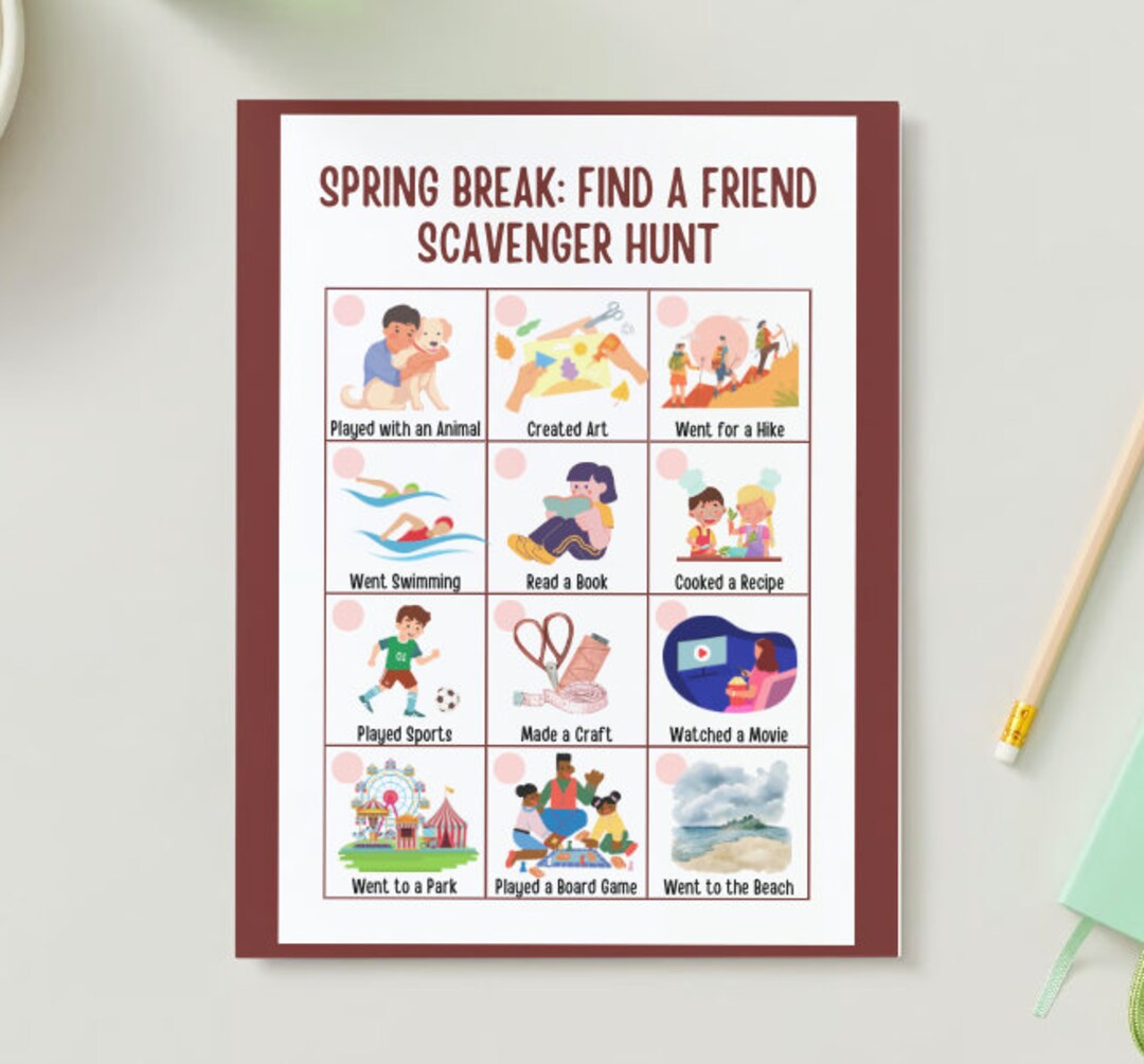 Spring Break Scavenger Hunt | Spring Break Activity | Classroom ...