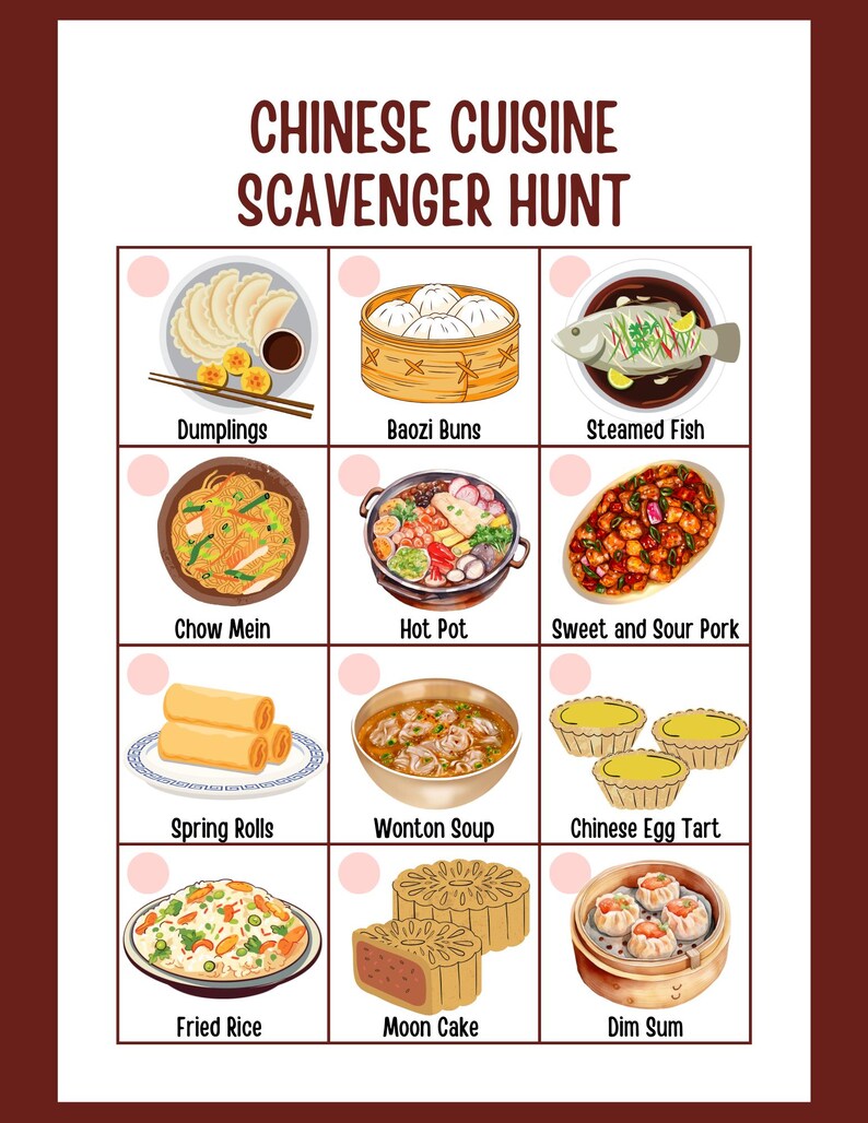 Chinese Foods Scavenger Hunt | Chinese Cuisine Activity | PDF Download ...