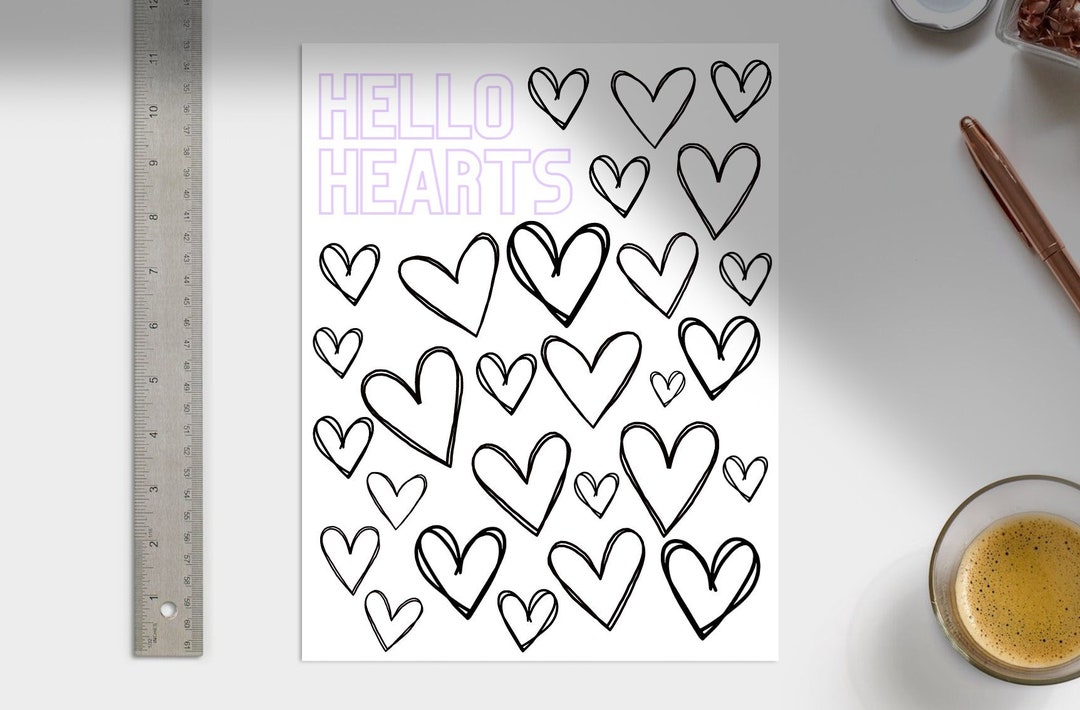 Hearts Coloring Sheet Tracing Worksheet Coloring Page Outline Shapes ...