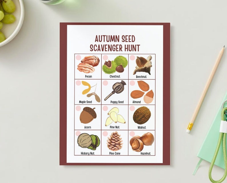 Autumn Seed Scavenger Hunt for Kids | Autumn Scavenger Hunt | Autumn ...