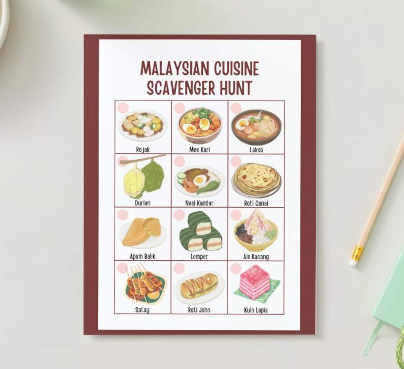 Malaysian Foods Scavenger Hunt | Malaysian Cuisine Activity | PDF ...