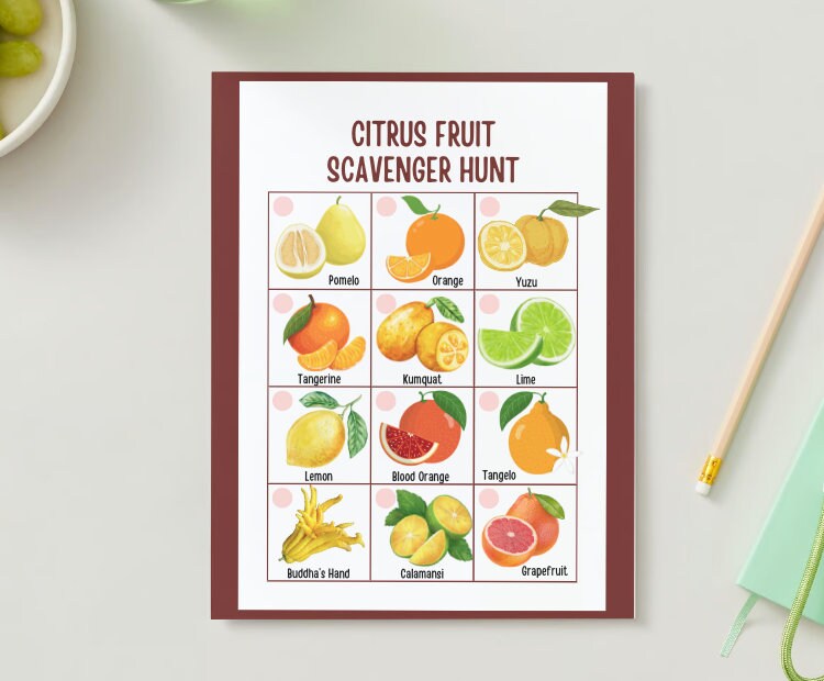 Citrus Fruits Scavenger Hunt Fruit Activity for Kids - Etsy