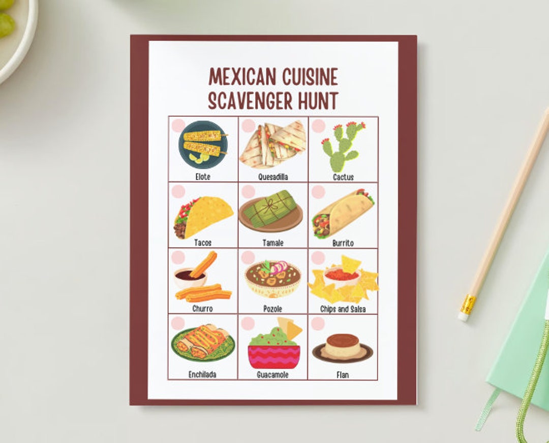 Mexican Foods Scavenger Hunt | Mexican Cuisine Activity | PDF Download ...