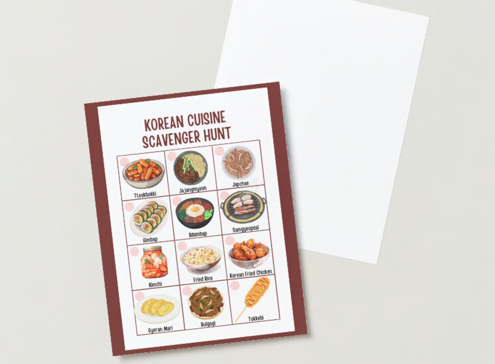 Korean Foods Scavenger Hunt | Korean Cuisine Activity | PDF Download ...