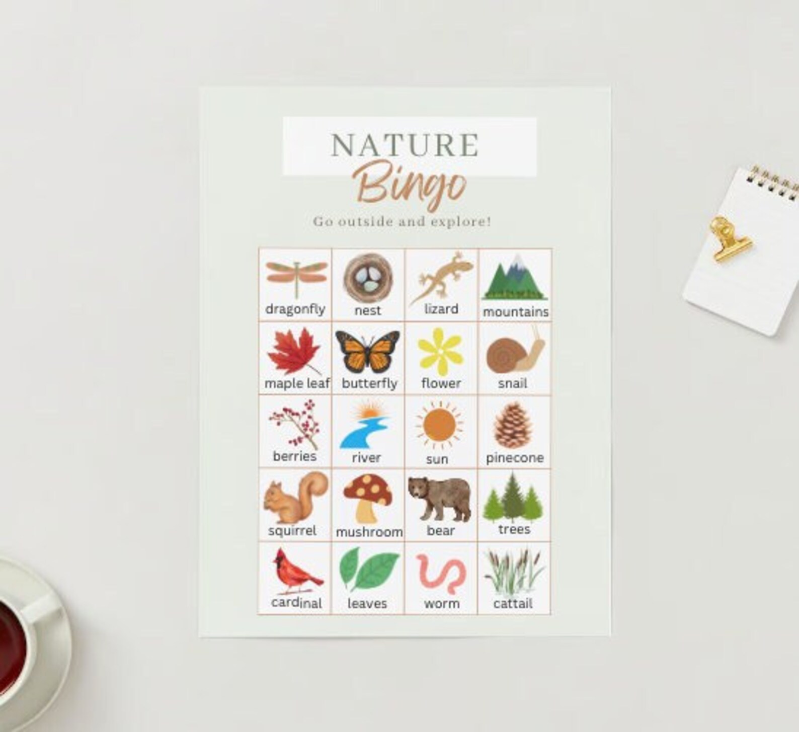 Nature Bingo Game | Bingo Game for Kids | Nature Walk Bingo Game ...