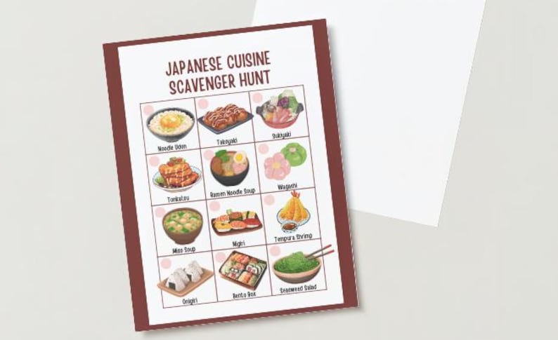 Japanese Foods Scavenger Hunt | Japan Cuisine Activity | PDF Download ...