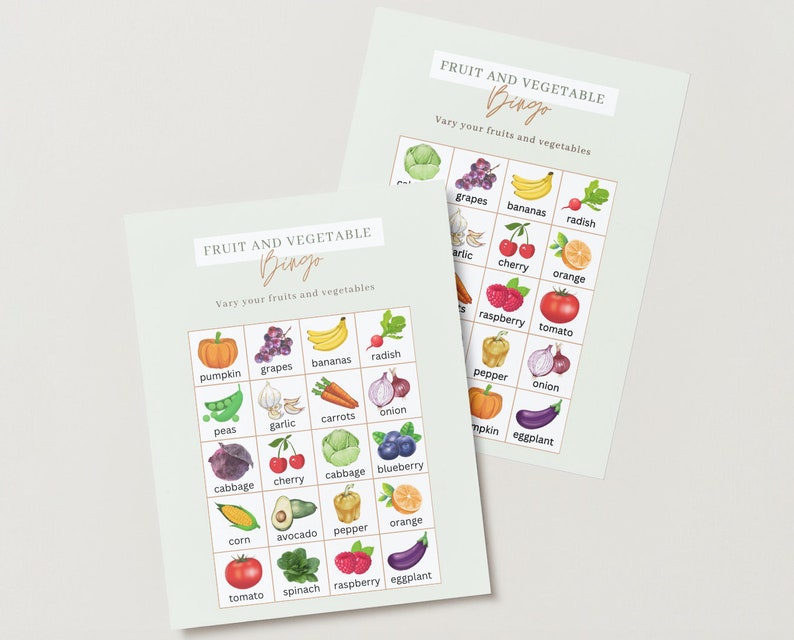 Fruit and Vegetable Bingo Game | PDF Download | 11 Pages - Etsy