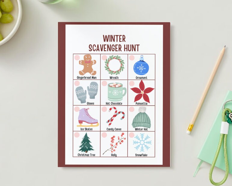 Winter Scavenger Hunt | Winter Activity for Kids | I-spy Nature Game ...