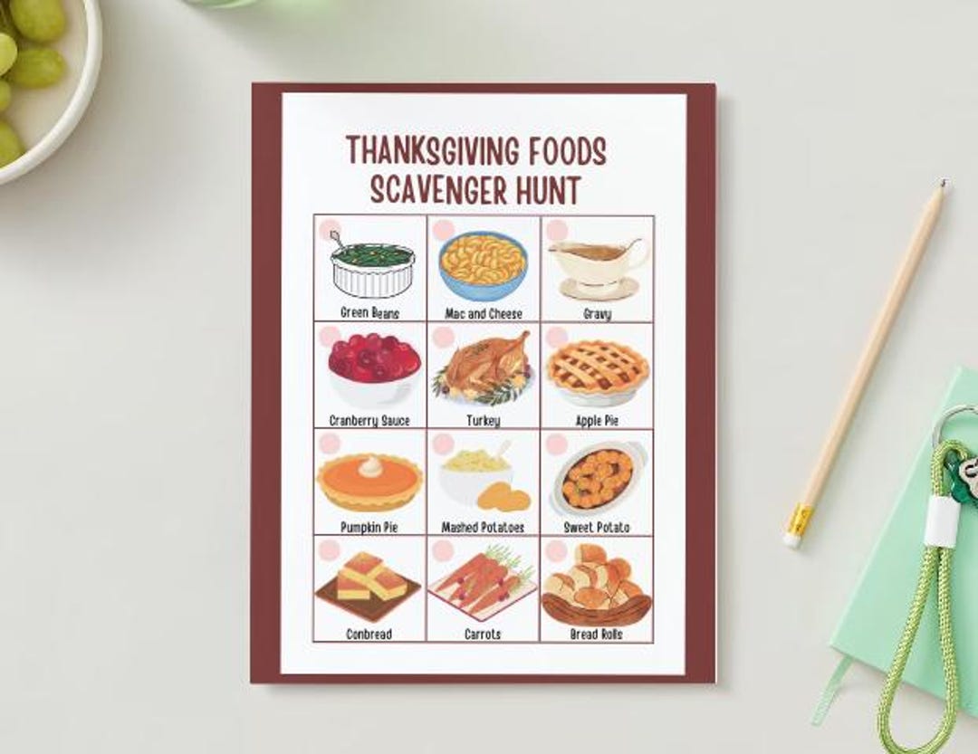 Thanksgiving Foods Scavenger Hunt | Thanksgiving Foods Activity | PDF ...