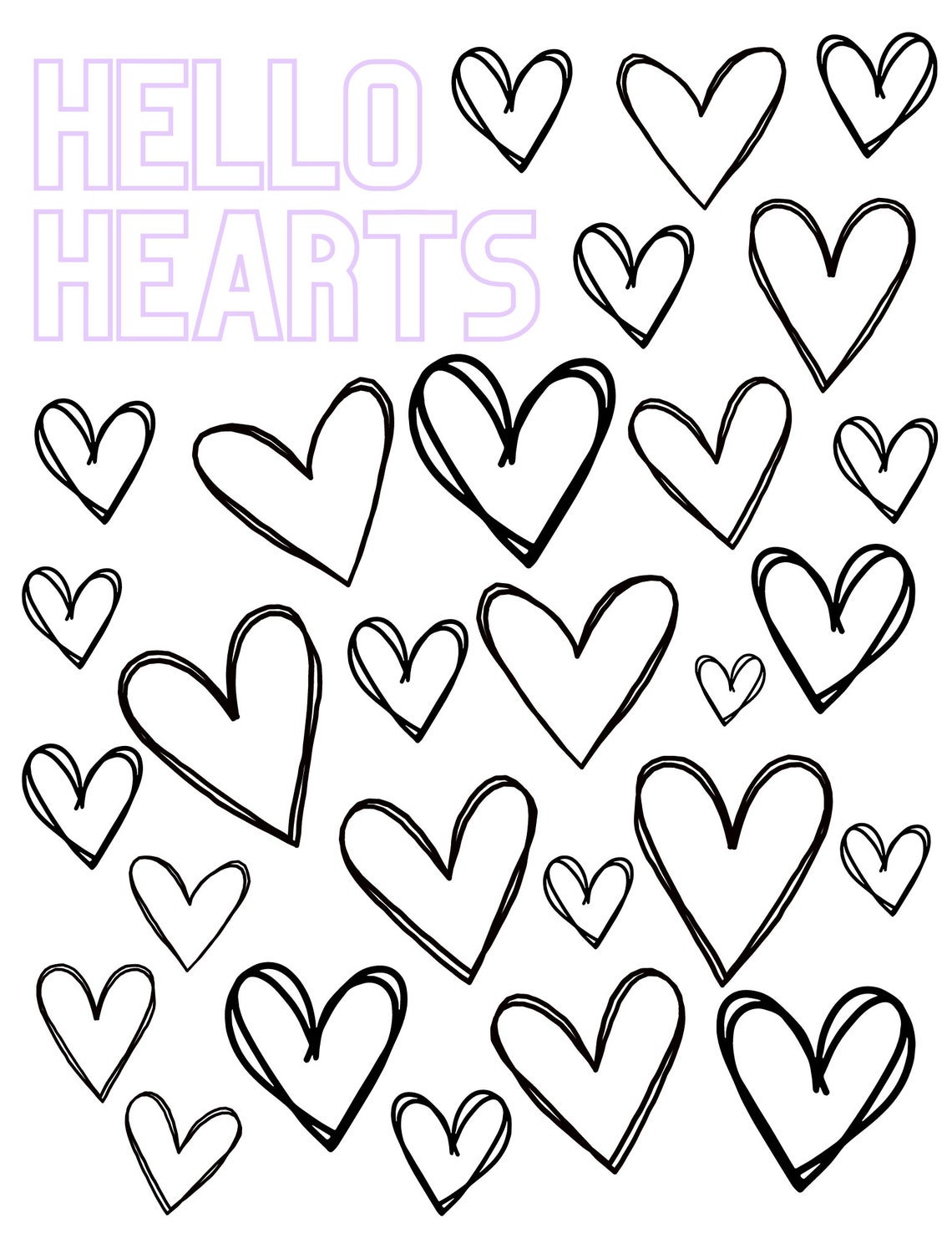 Hearts Coloring Sheet Tracing Worksheet Coloring Page Outline Shapes ...