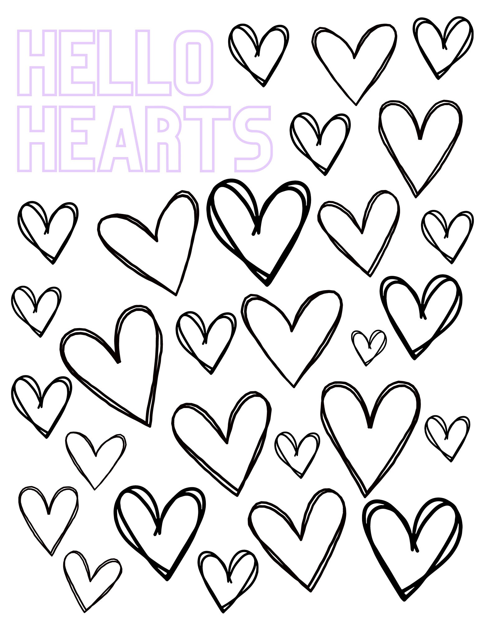 Hearts Coloring Sheet Tracing Worksheet Coloring Page Outline Shapes ...