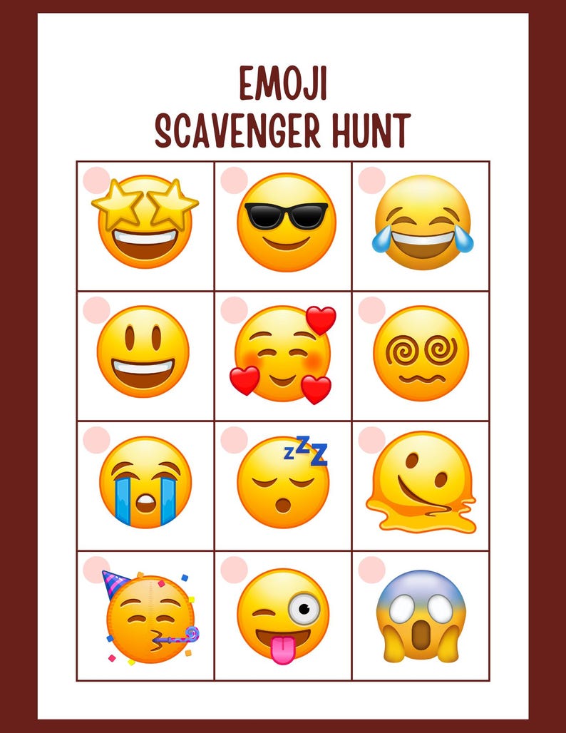 Emoji Scavenger Hunt | Emoji Activity for Kids | Digital Download - Etsy