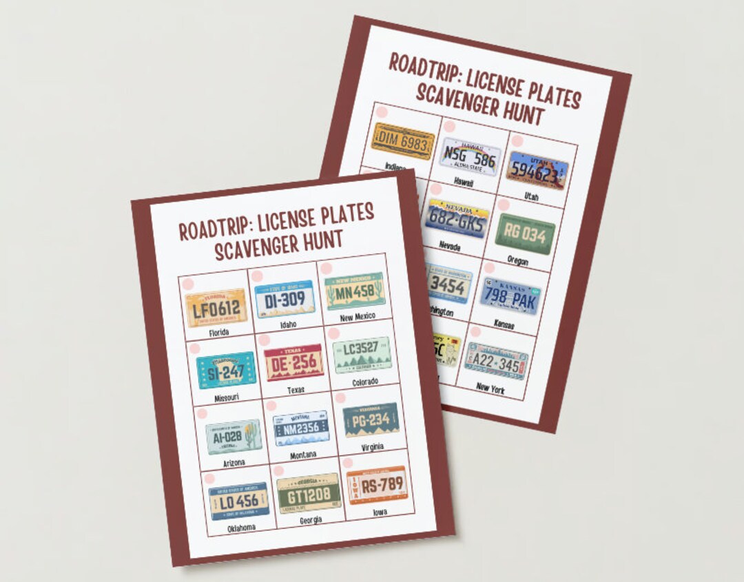 License Plate Scavenger Hunt | Road Trip Scavenger Hunt for Kids ...