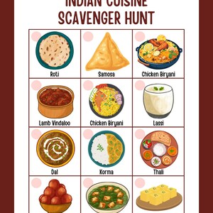 Indian Foods Scavenger Hunt | Indian Cuisine Activity | PDF Download ...