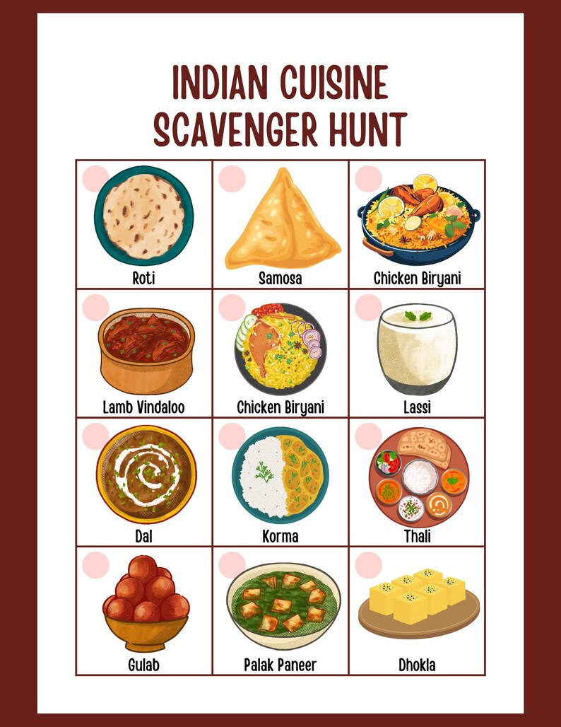 Indian Foods Scavenger Hunt | Indian Cuisine Activity | PDF Download ...