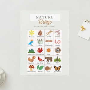 Nature Bingo Game | Bingo Game for Kids | Nature Walk Bingo Game ...
