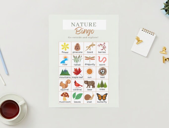 Nature Bingo Game | Bingo Game for Kids | Nature Walk Bingo Game ...