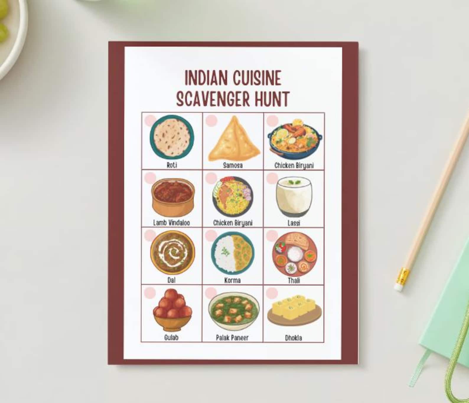 Indian Foods Scavenger Hunt | Indian Cuisine Activity | PDF Download ...