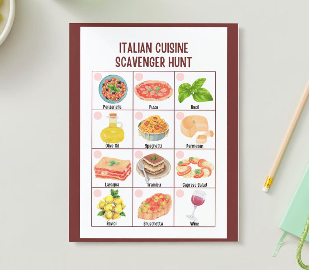Italian Food Scavenger Hunt for Kids (PDF Download) - Etsy
