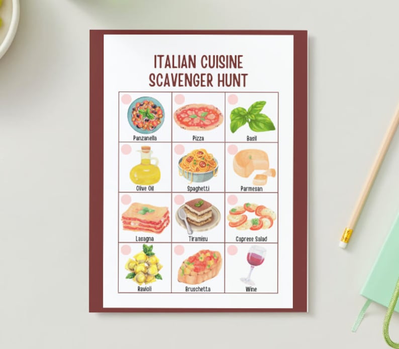 Italian Foods Scavenger Hunt | Italian Cuisine Activity | PDF Download ...