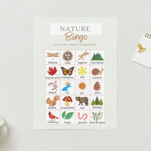 Spanish Nature Bingo Game | Kids Learning Activity (digital Download ...