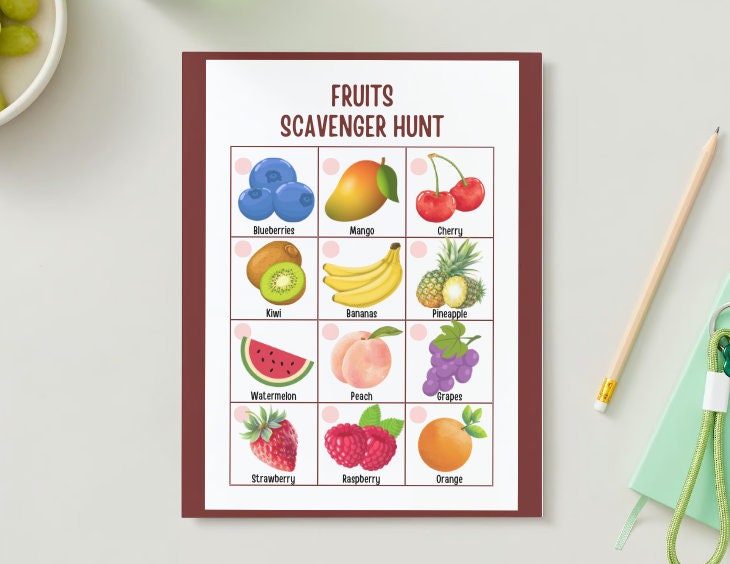 Fruits Scavenger Hunt | Kids Grocery Store Activity (digital Download ...