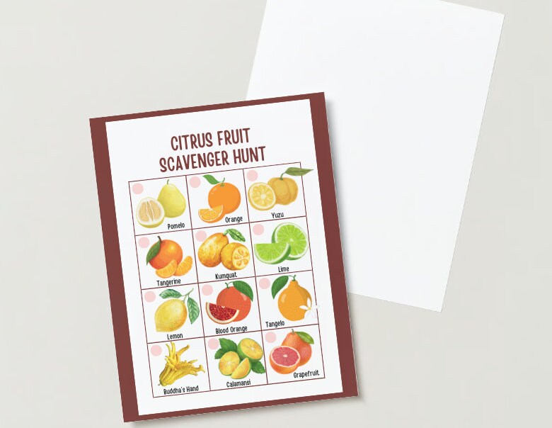 Citrus Fruits Scavenger Hunt | Fruit Activity for Kids | Citrus Fruits ...