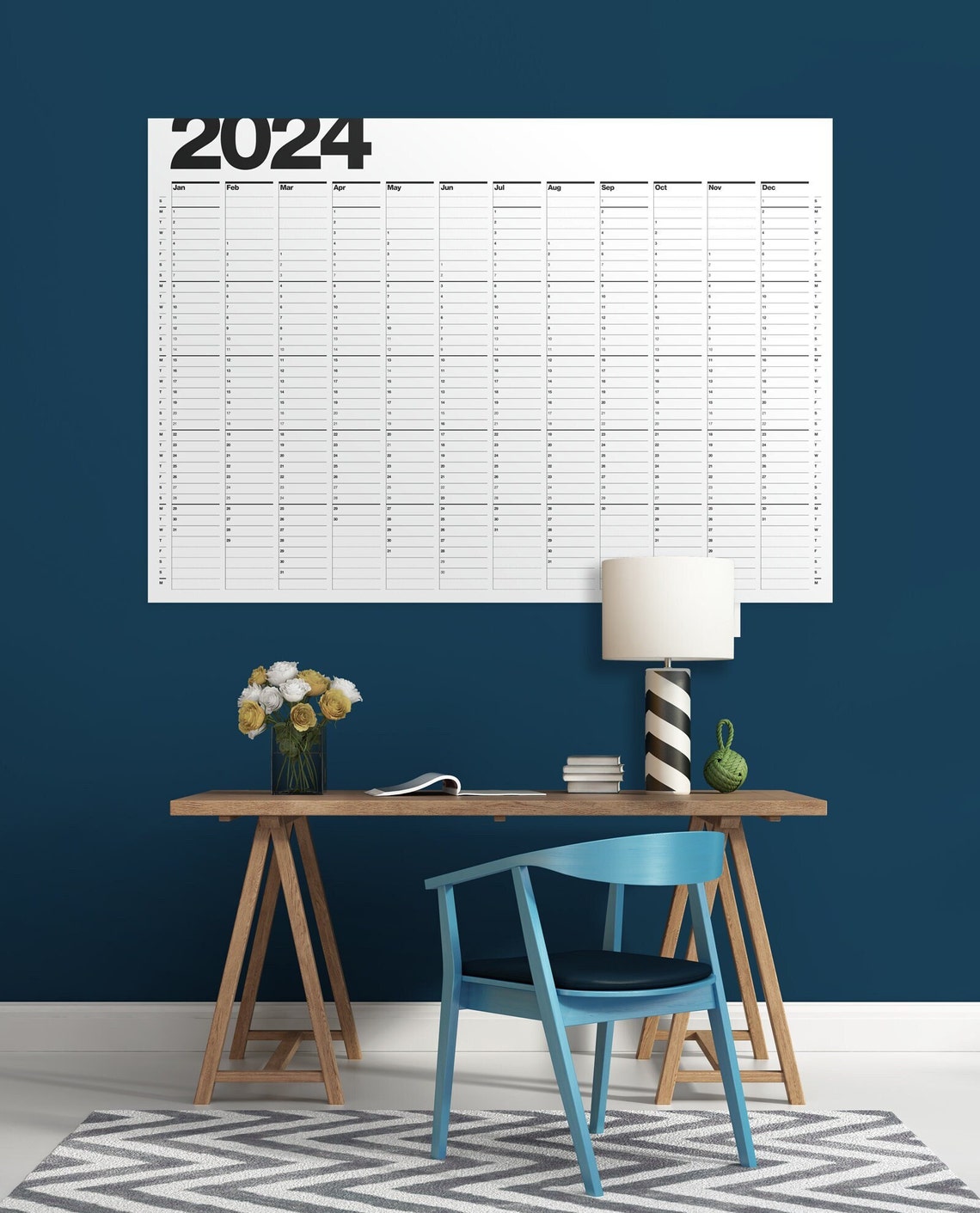 2024 Large Wall Planner Printable PDF Wall Calendar Monthly Planner ...