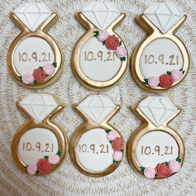 1 Dozen Ring Cookies | Bridal & Engagement Cookies - Etsy