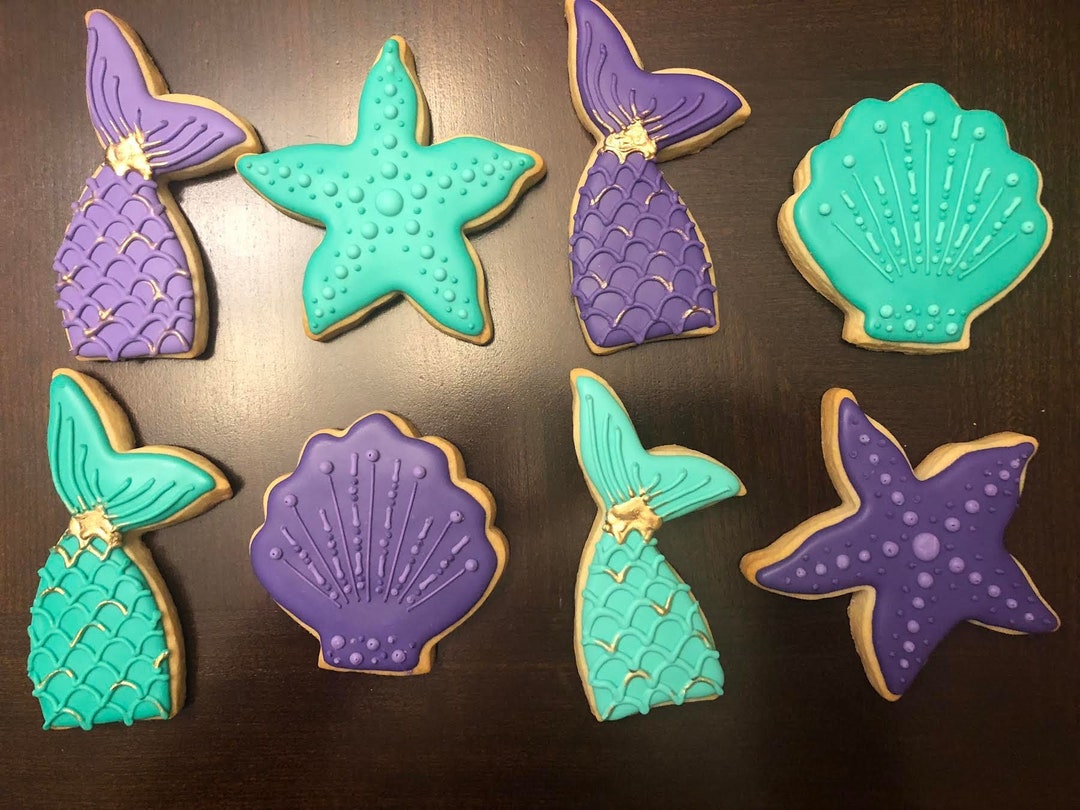 1 Dozen Mermaid Theme Cookies | Seashell, Starfish, Mermaid Tail ...