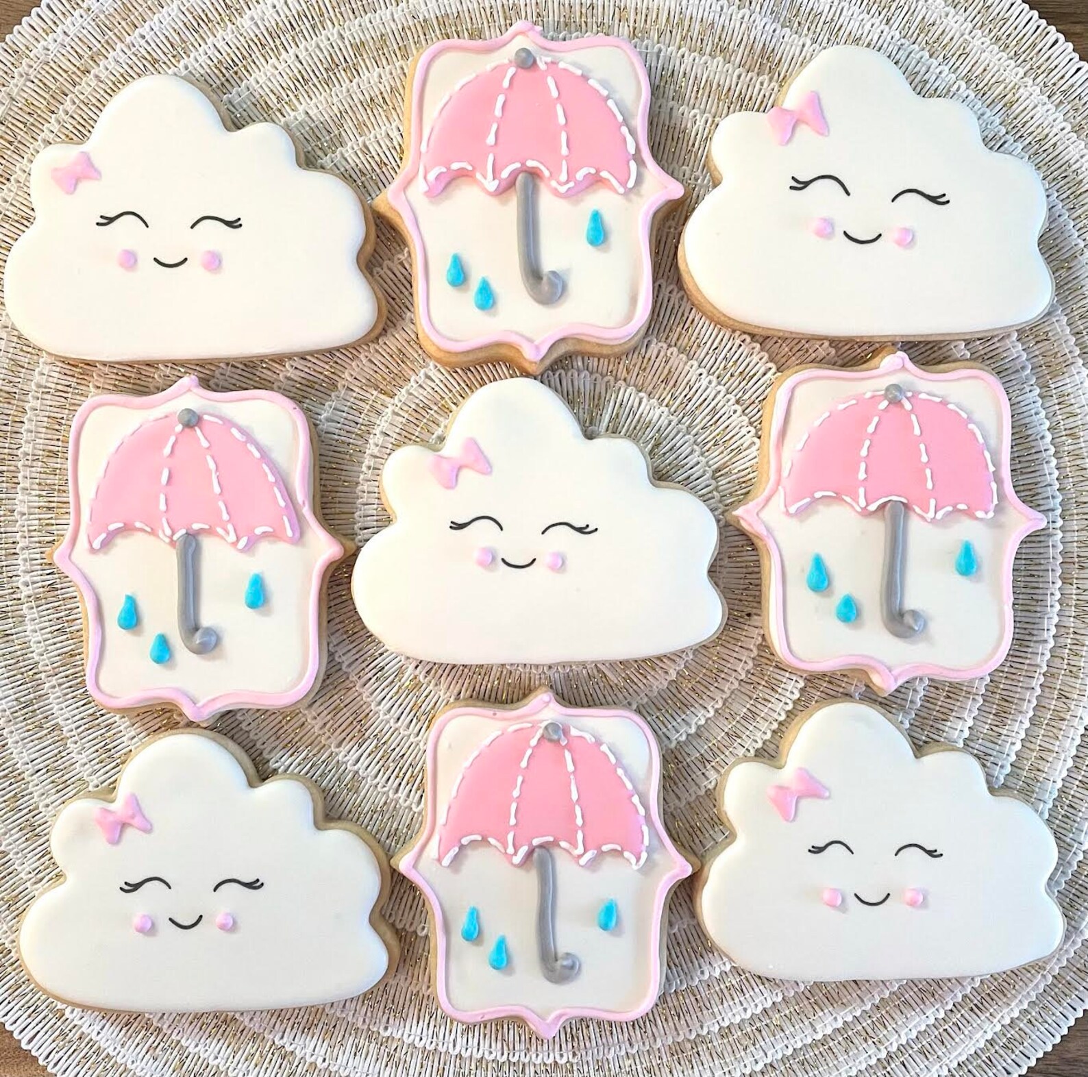 1 Dozen Girl Baby Shower Cookies | Cloud & Umbrella Cookies | April ...