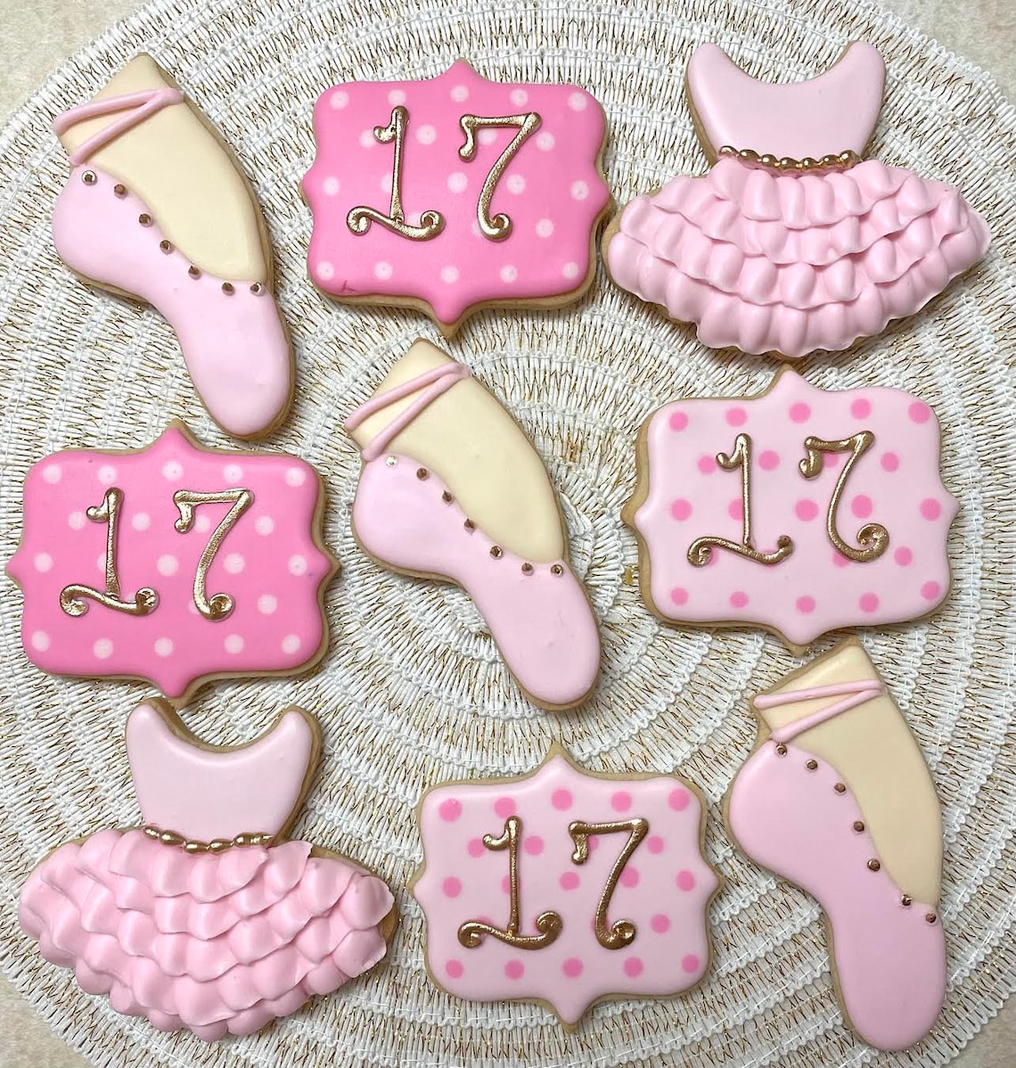 1 Dozen Ballet Cookies | Birthday Cookies | Pink & Gold | Tutu, Ballet ...