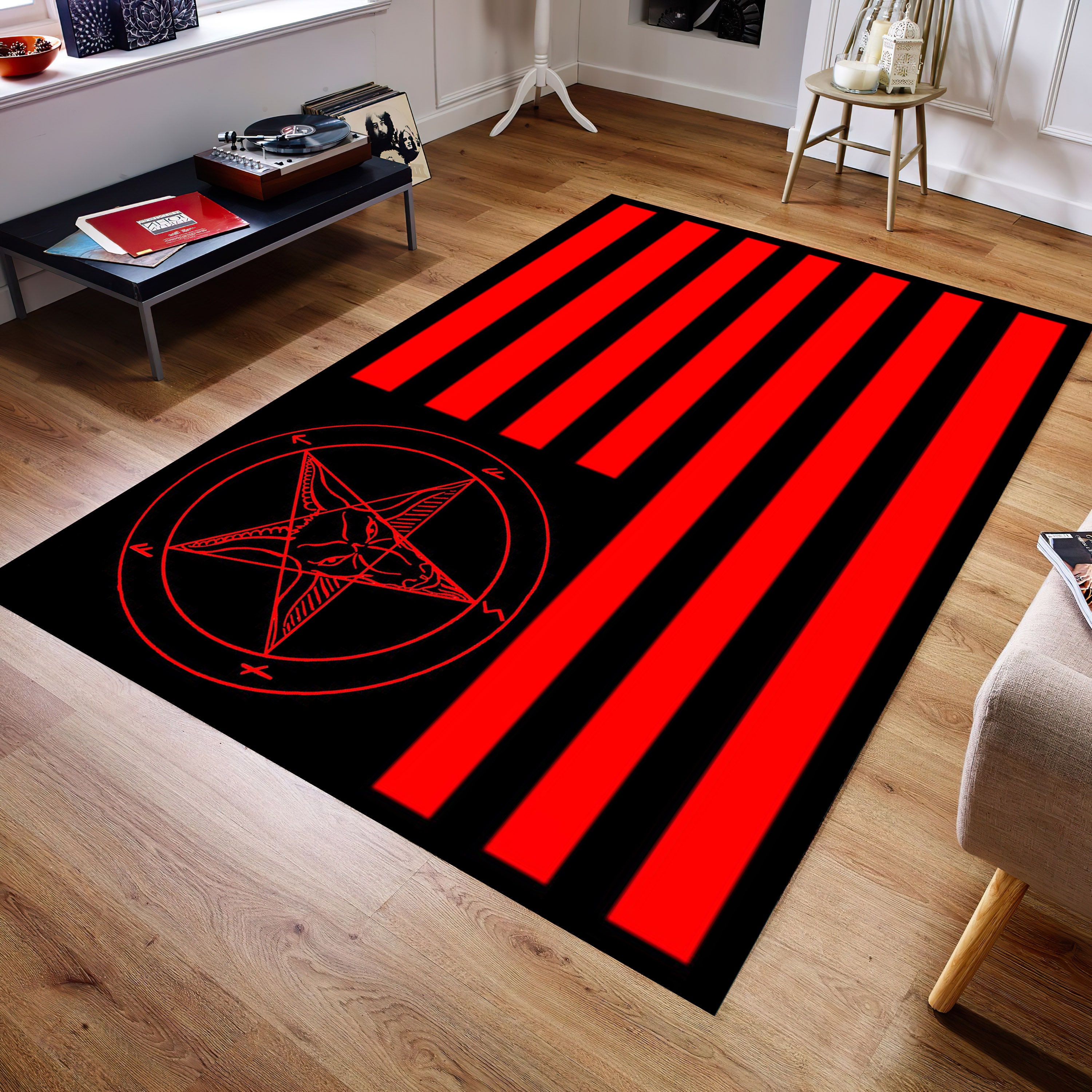 Red and Black Rug Teenage Room Decor Satan Carpet Dark - Etsy
