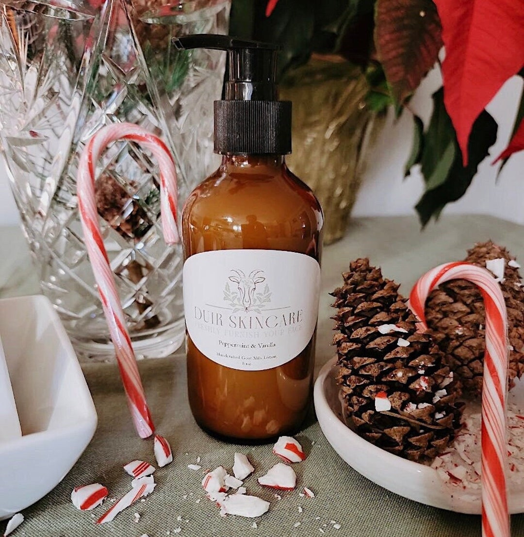 Handmade Goat Milk Lotion Peppermint And Vanilla With Pump Large