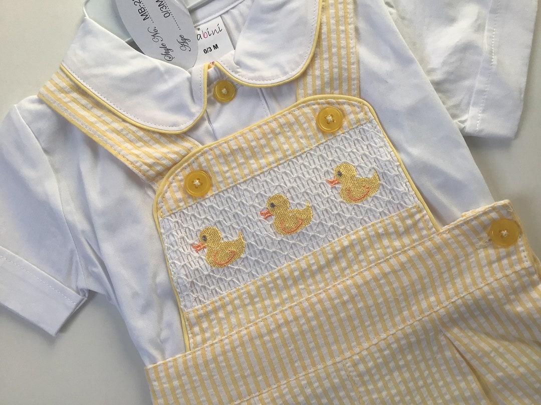 Baby Boys Spanish Smocked Ducks Outfit, Personalised Traditional Baby ...