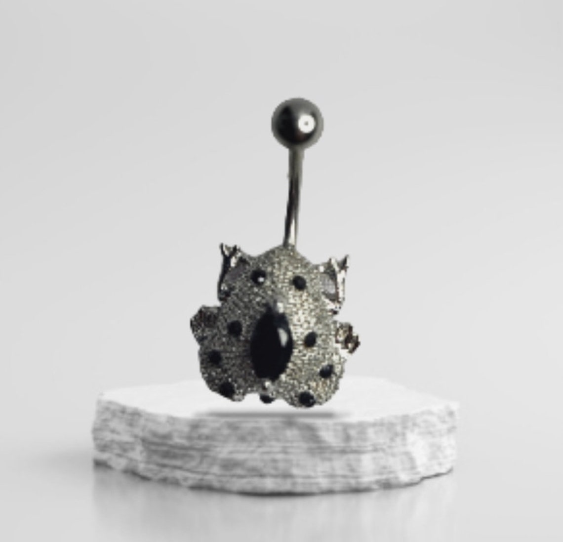 Aesthetic Toad Design Belly Bar, Toad Design Navel Belly Ring, Black ...