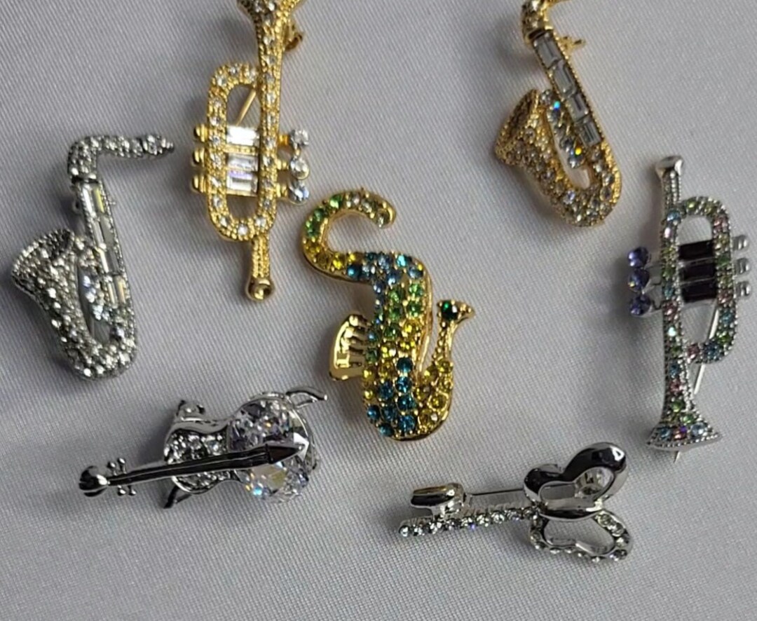 Musical Instruments Design Crystal Broach/pins - Etsy