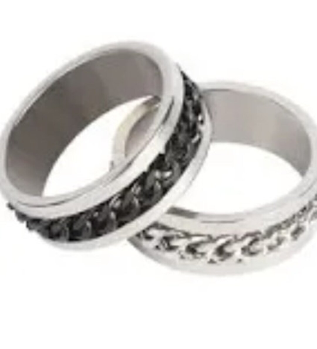 Mens Cool Black Rope Spinner Ring Cuban Link Ring, Stainless Steel/gold ...