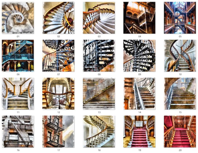 20 Stunning Original Artworks of Stairs and Stairwells for Printing ...