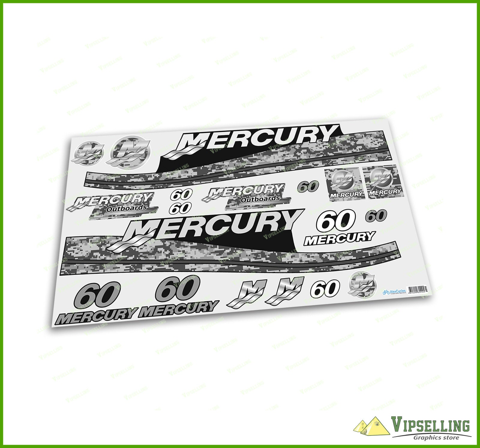 Mercury 60HP Outboard Motor Decals Stickers Set - Etsy