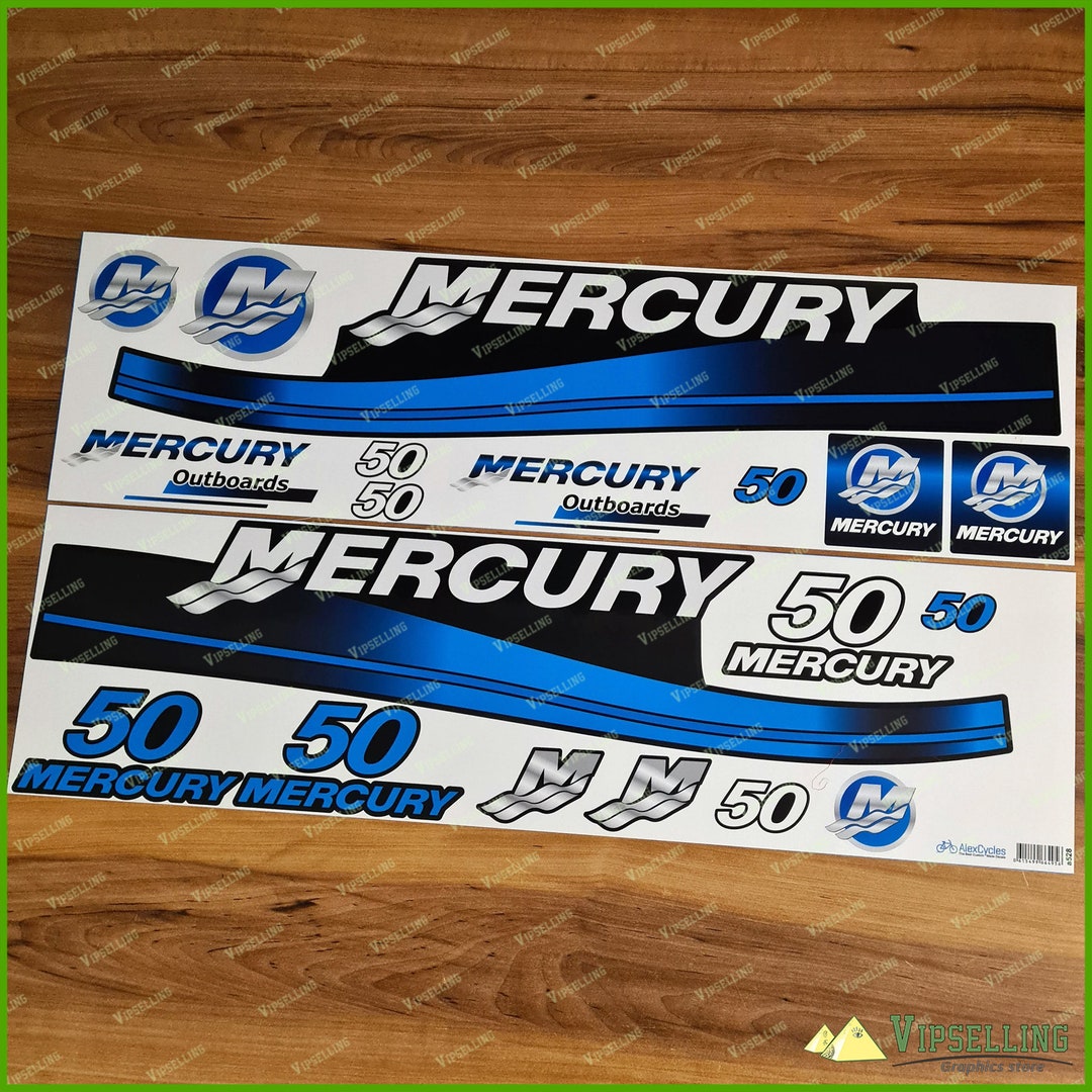 Mercury 50HP Outboard Motor Decals Stickers Set - Etsy