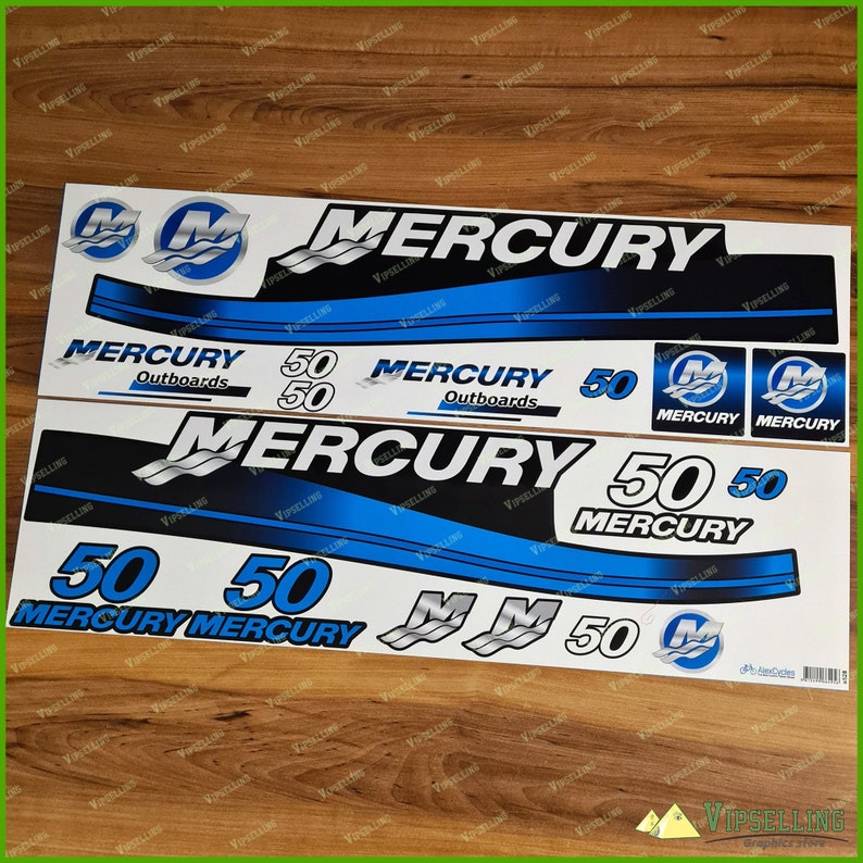 Mercury 50HP Outboard Motor Decals Stickers Set - Etsy