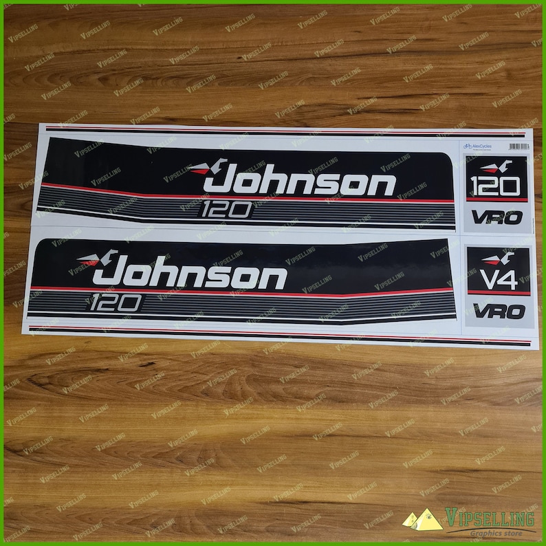 JOHNSON 1989 1990 120 HP V4 Motor Horse Power VRO Laminated Vinyl ...