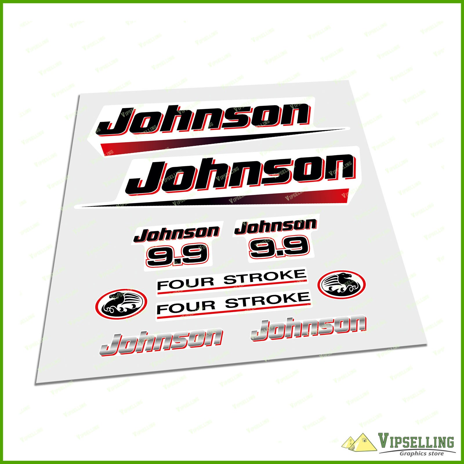 JOHNSON Fourstroke Boat Motor Engine 9.9HP Cut Stickers Decals ...